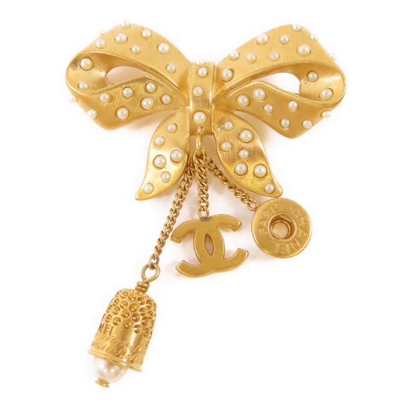 Bags | Chanel Gold Kim Bow Brooch Vintage | Poshmark